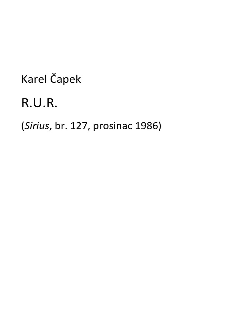Capek RUR | PDF