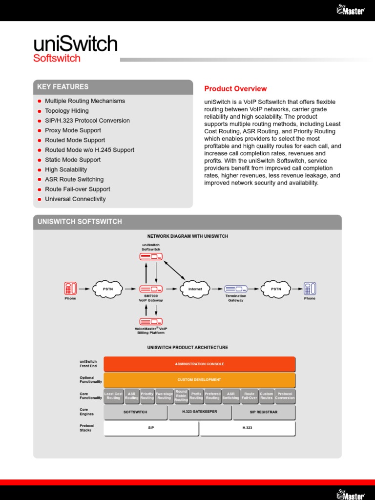 UniSwitch Softswitch | PDF | Voice Over Ip | Session Initiation Protocol
