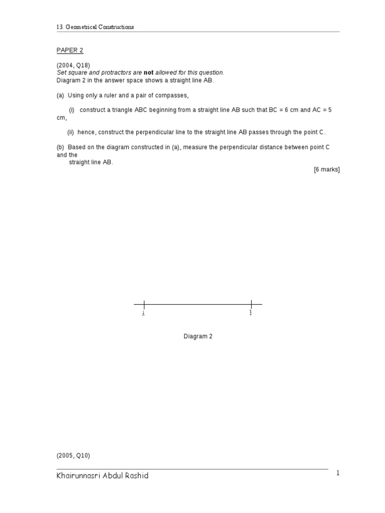 Geometrical Constructions Practice Set | PDF | Geometry | Elementary ...
