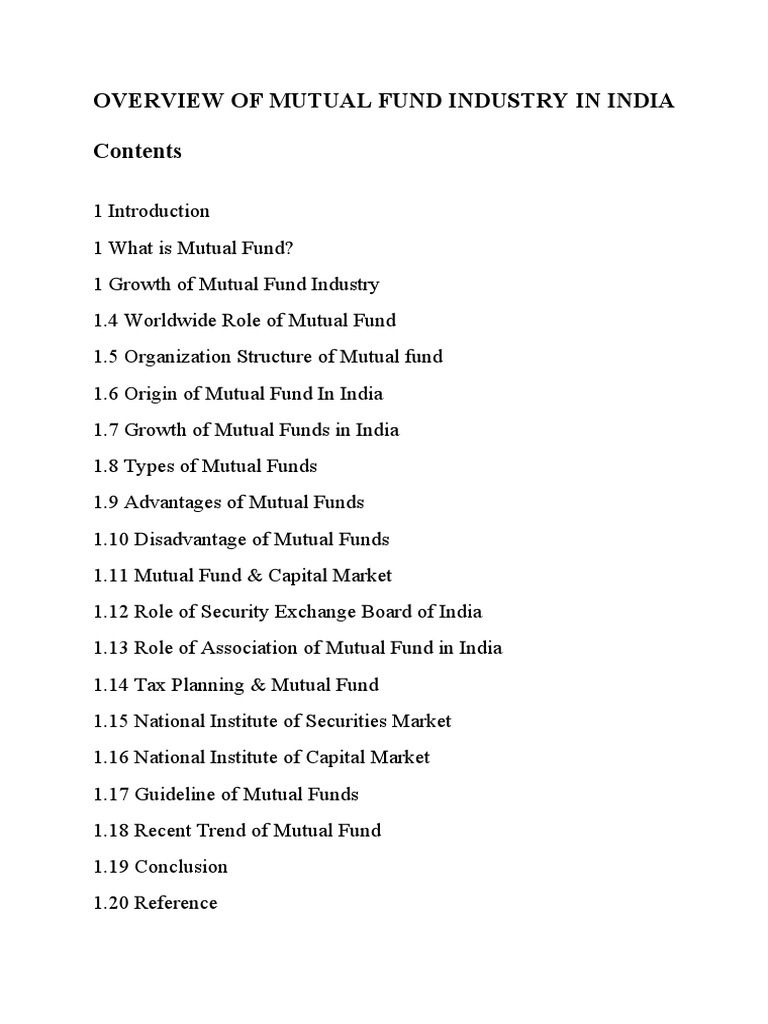 Overview of Mutual Fund Industry in India | PDF | Mutual Funds ...