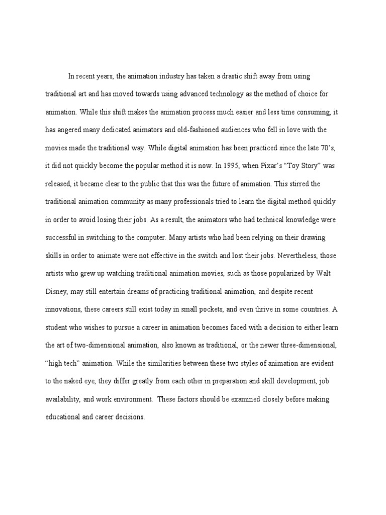 Compare Contrast: Traditional Animation/3D Animation | PDF | Animation ...