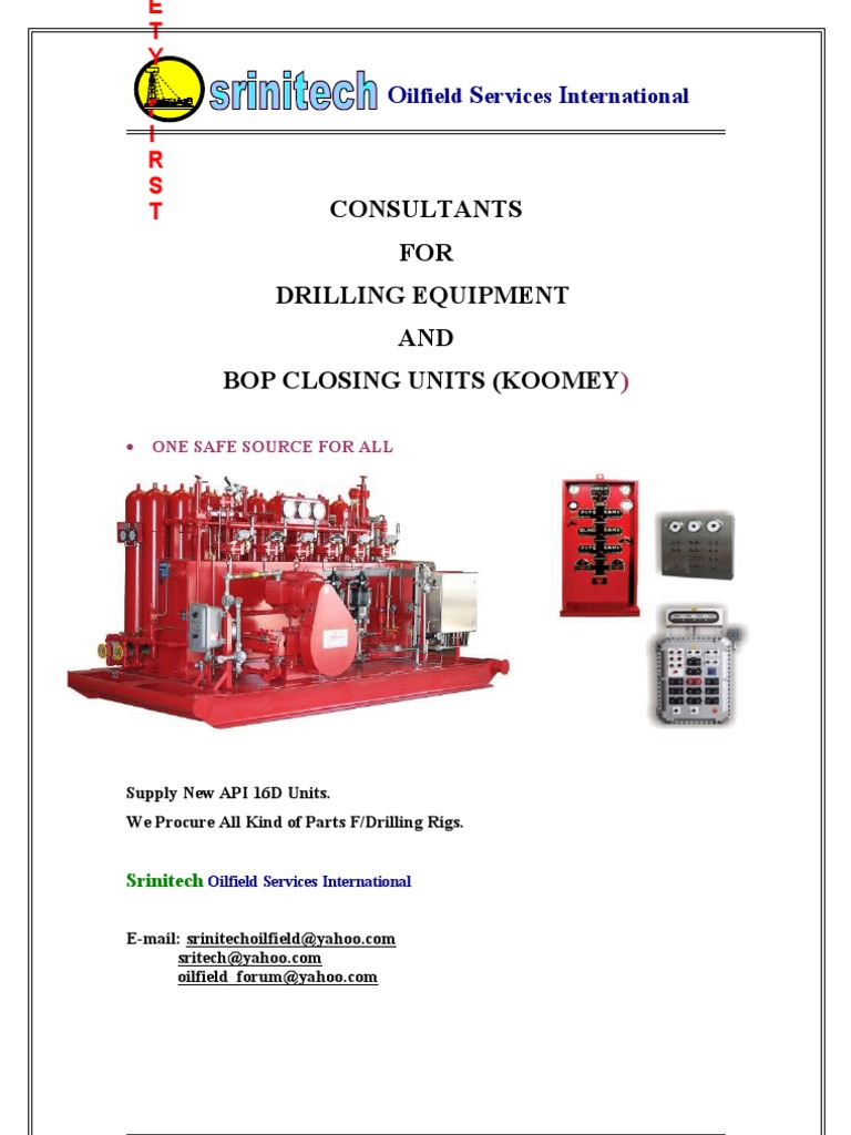 BOP CLOSING UNITS (Koomey) | Geotechnical Engineering | Petroleum Industry