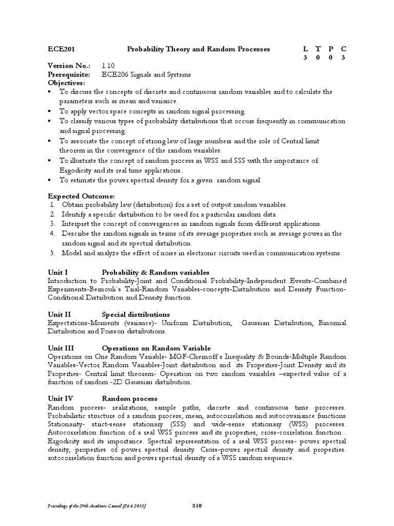 Ece201 Probability Theory and Random Process TH 1.10 Ac29 | PDF | Stochastic Process ...