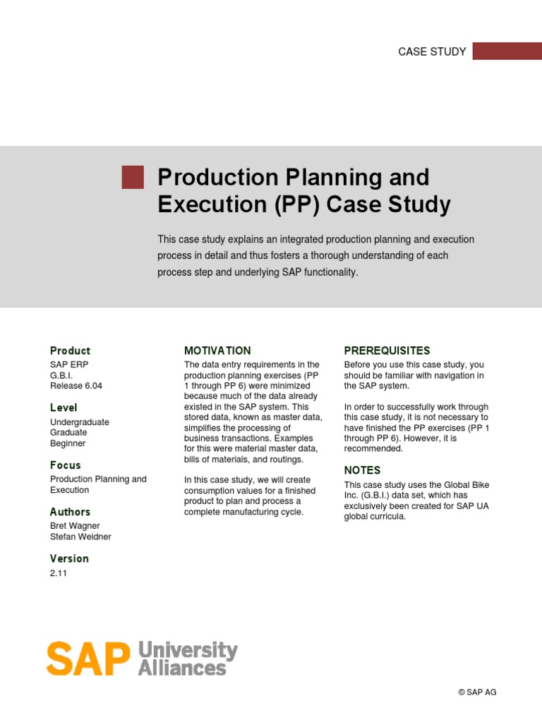 Production Planning Case Study | PDF | Inventory | Logistics