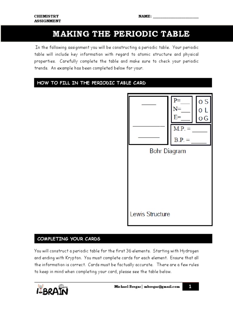 Assignment - Periodic Table Worksheet | PDF
