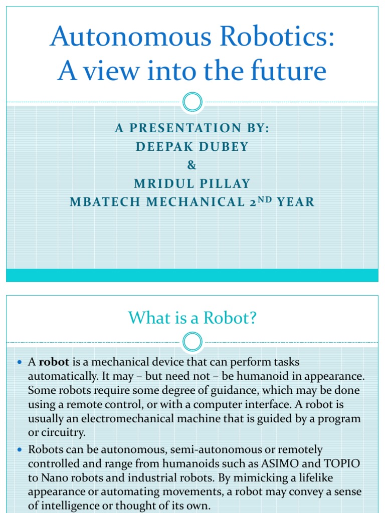 IEEE Paper Presentation On Autonomous Robotics | PDF | Robot | Robotics