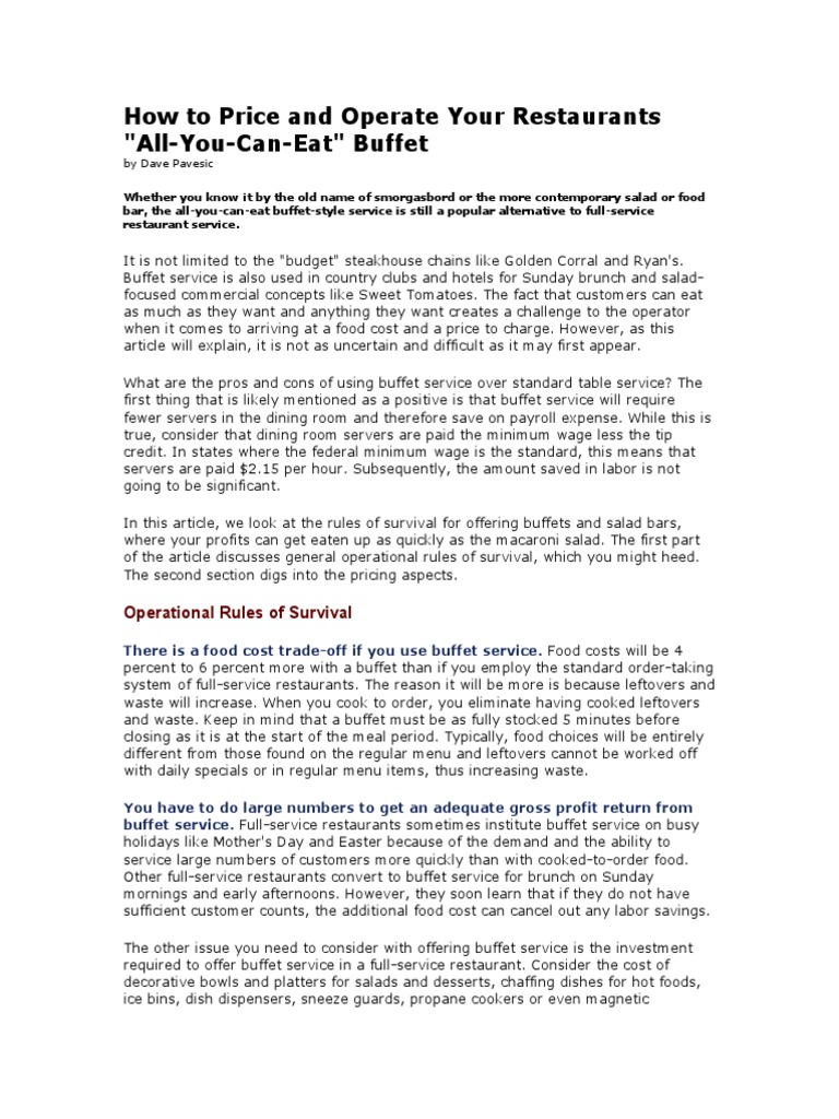 Buffet Cost Control | PDF | Buffet | Restaurants
