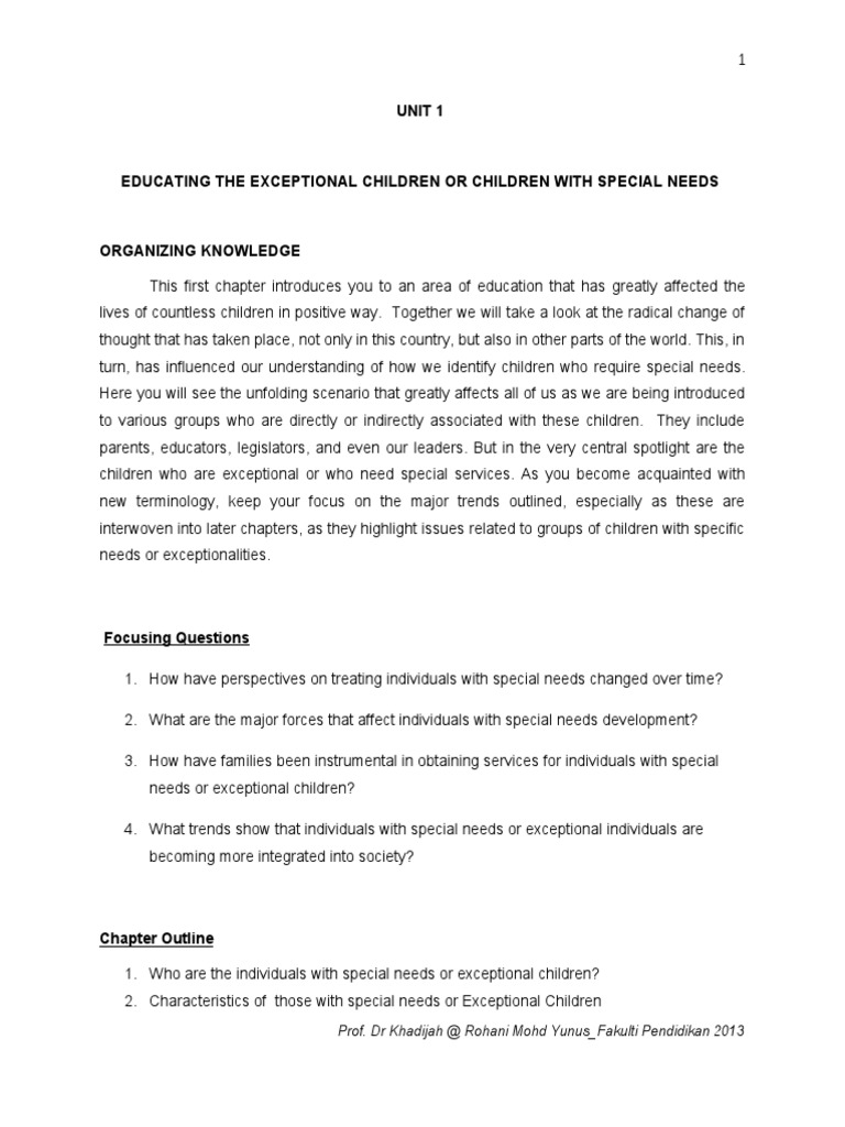 Chapter 1 - Educating The Exceptional Children or Children With Special ...