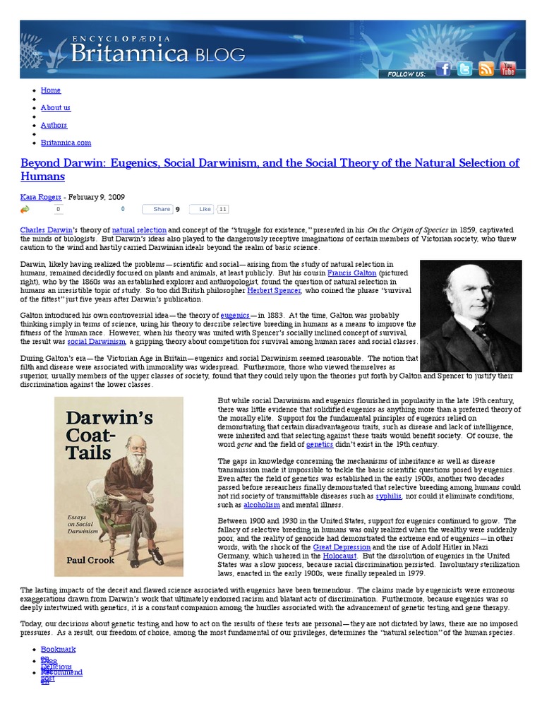 Beyond Darwin - Eugenics, Social Darwinism, and The Social Theory of ...