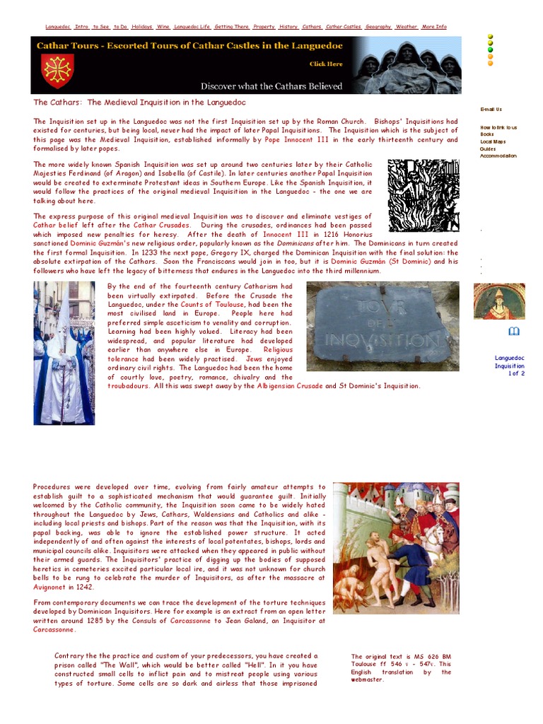 The Cathars - The Medieval Inquisition - Inquisitors in The Languedoc ...