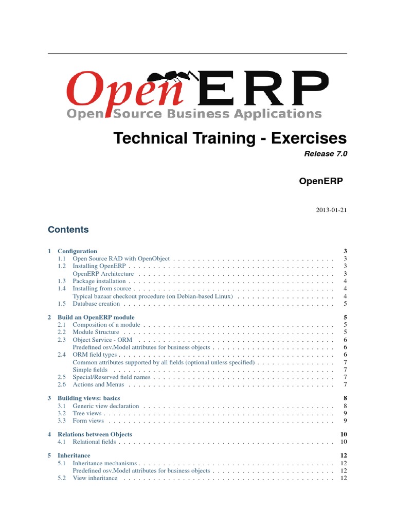 OpenERP Technical Training Guide | PDF | Object Relational Mapping ...