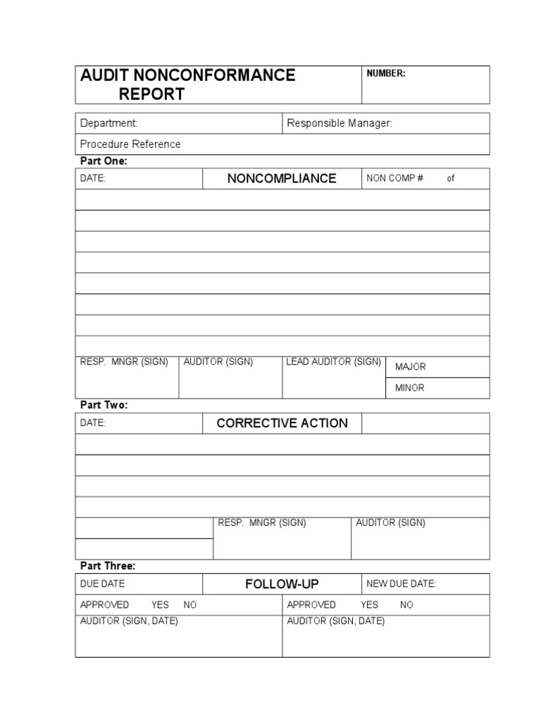 Audit NCR Form | PDF