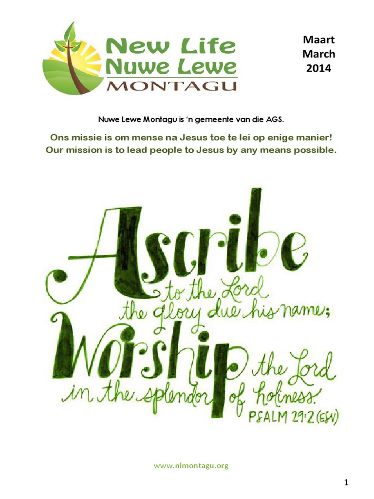 Nuwe Lewe Montagu Se Maandblad. | PDF