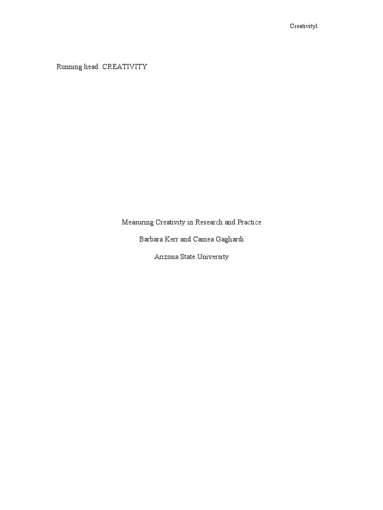 Measuring Creativity | PDF | Creativity | Extraversion And Introversion