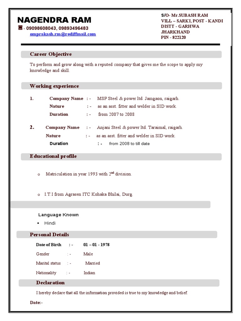 Nagendra Ram: Career Objective | PDF | Technology & Engineering