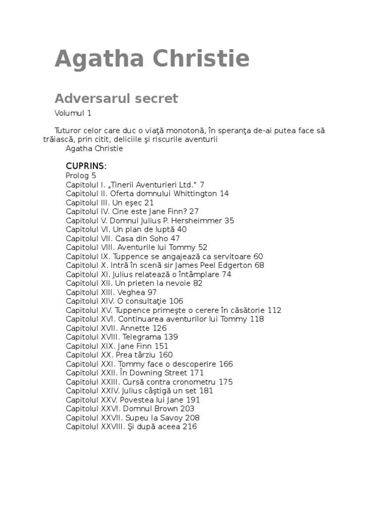 Agatha Christie-Adversarul Secret | PDF | Business | Cooking, Food & Wine