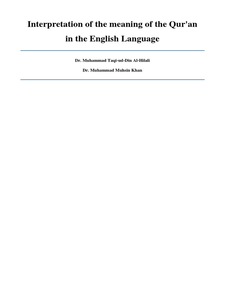 Quran - Translation | PDF | Religion & Spirituality