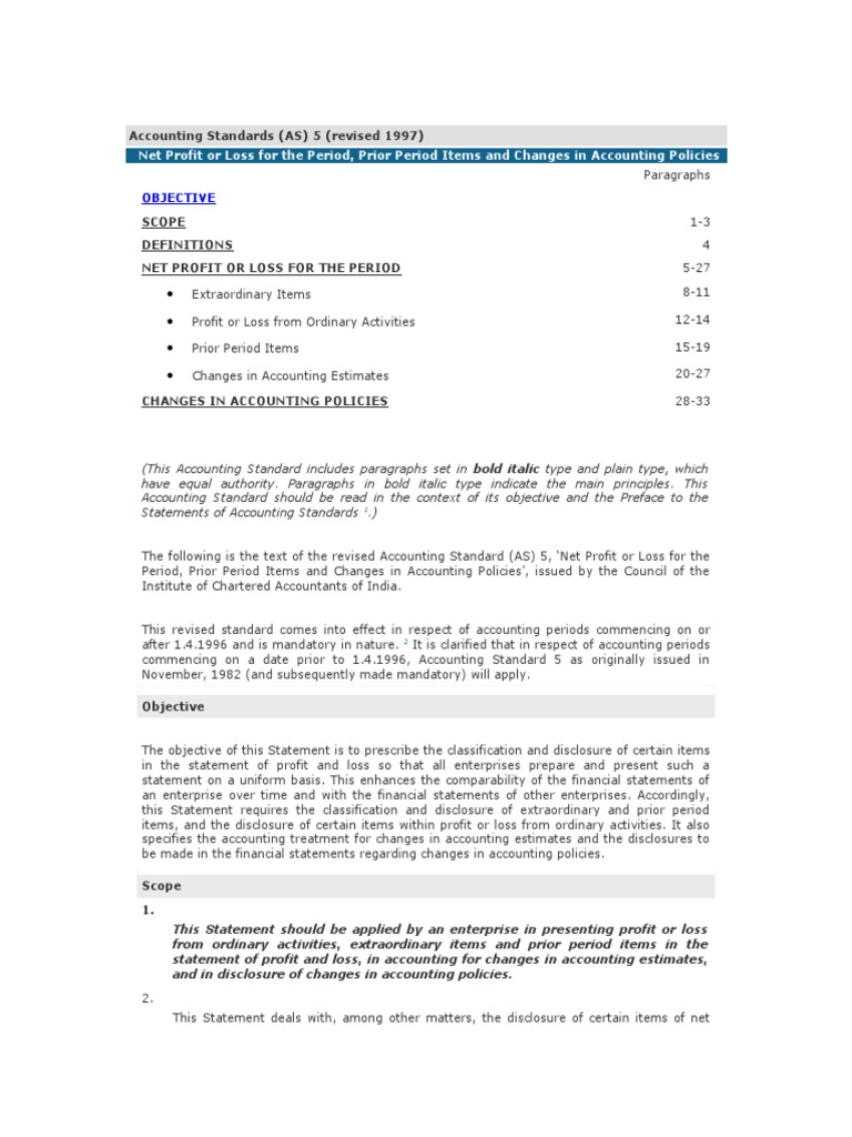 Net Profit or Loss For The Period, Prior Period Items and Changes in ...