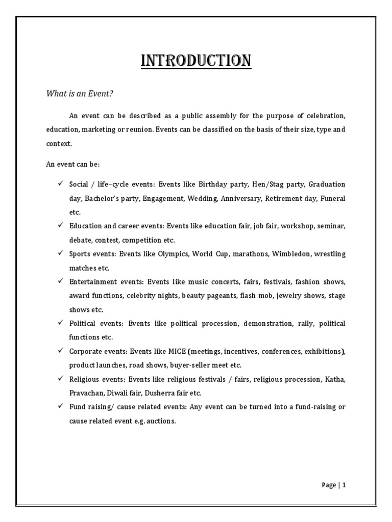 Overview of Event Management Types | PDF | Career & Growth | Finance ...