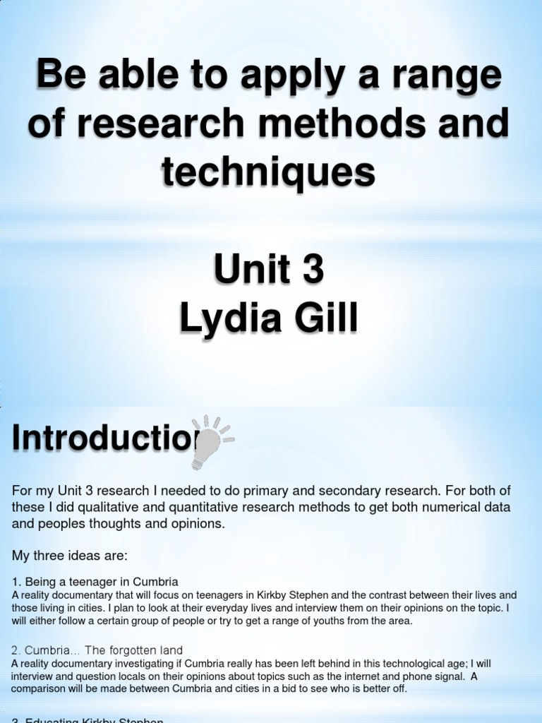 1 Be Able To Apply A Range of Research (Lydia Gill) | PDF | Focus Group ...