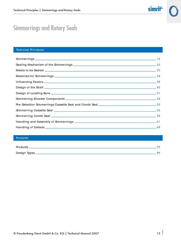 Simrit 02 - Simmerrings and Rotary Seals (Technical Manual 2007) | PDF ...