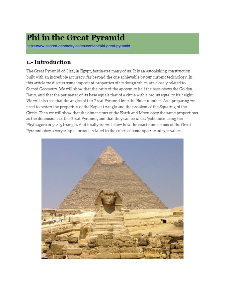 Phi in the Great Pyramid | Triangle | Circle