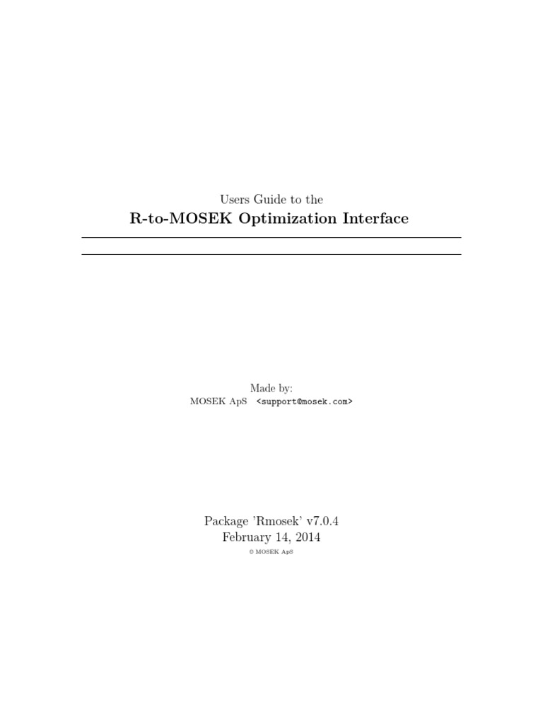 Mosek Userguide | PDF | Linear Programming | Installation (Computer Programs)