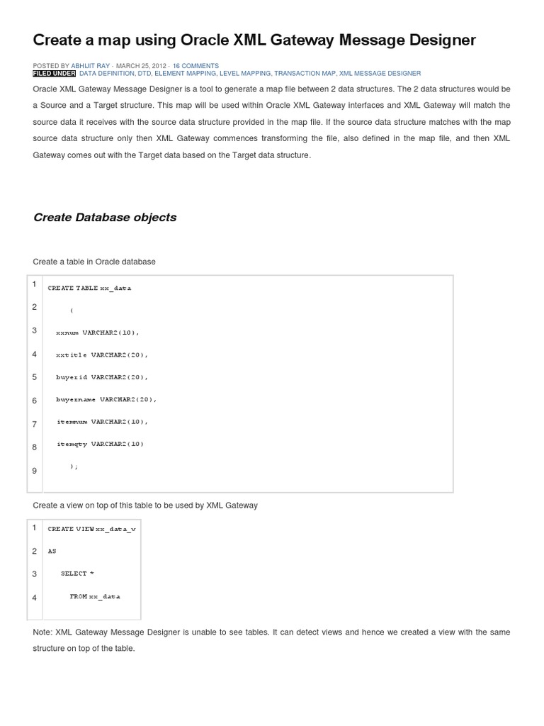 Create A Map Using Oracle XML Gateway Message Part-3 | PDF | Xml | Databases