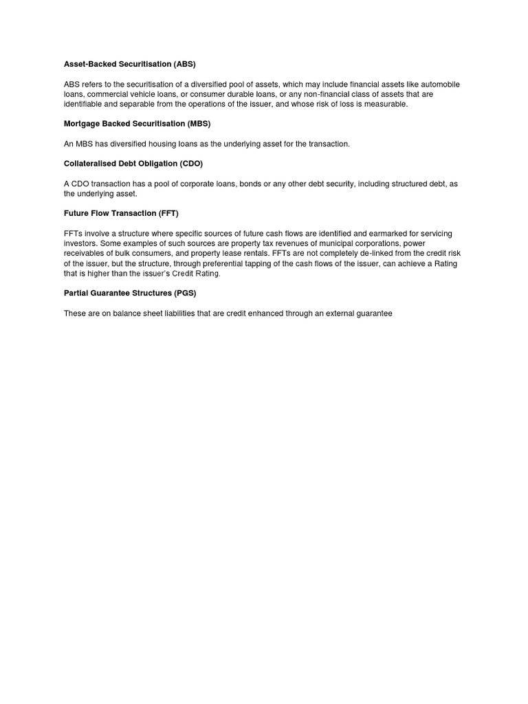 Asset-Backed Securitisation (ABS) | PDF
