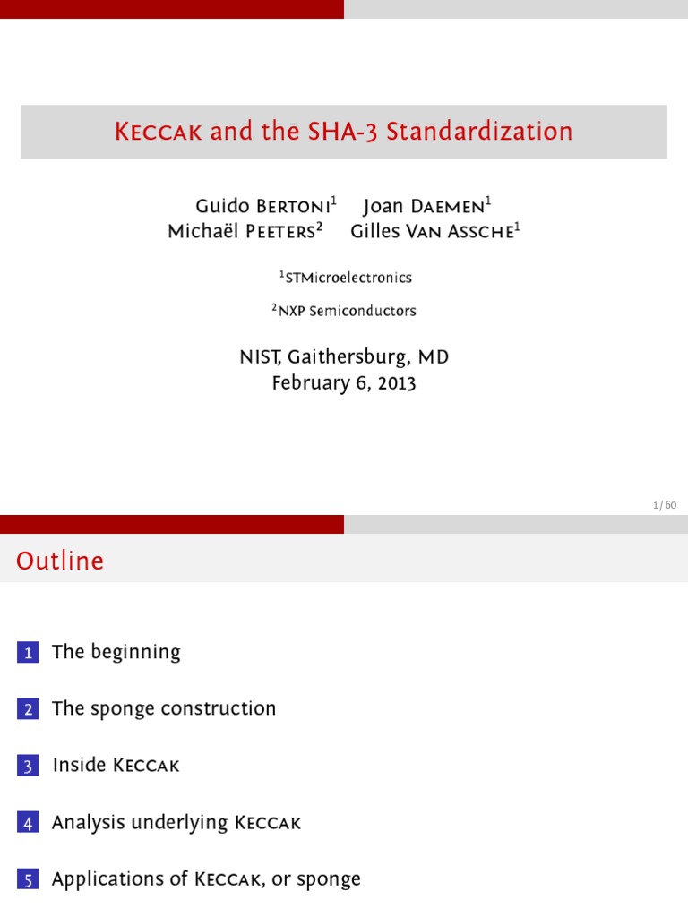 Keccak Slides at NIST | PDF | Transport Layer Security | Secure Communication