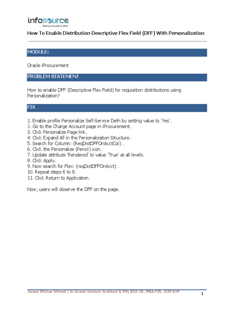 How To Enable Distribution Descriptive Flex Field (DFF) With Personalization | PDF