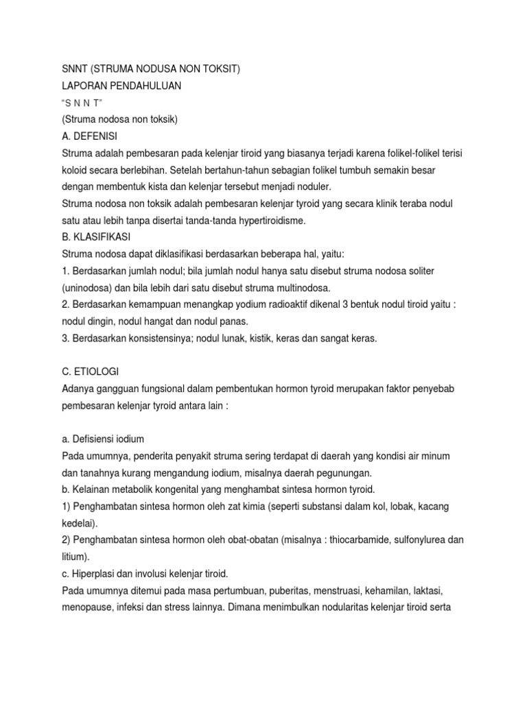 SNNT (Struma Nodusa Non Toksik) | PDF