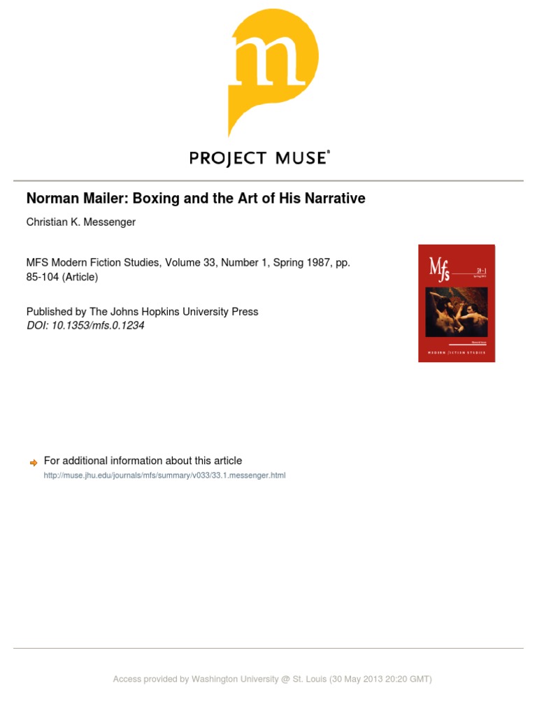 Messenger On Norman Mailer and Boxing | PDF