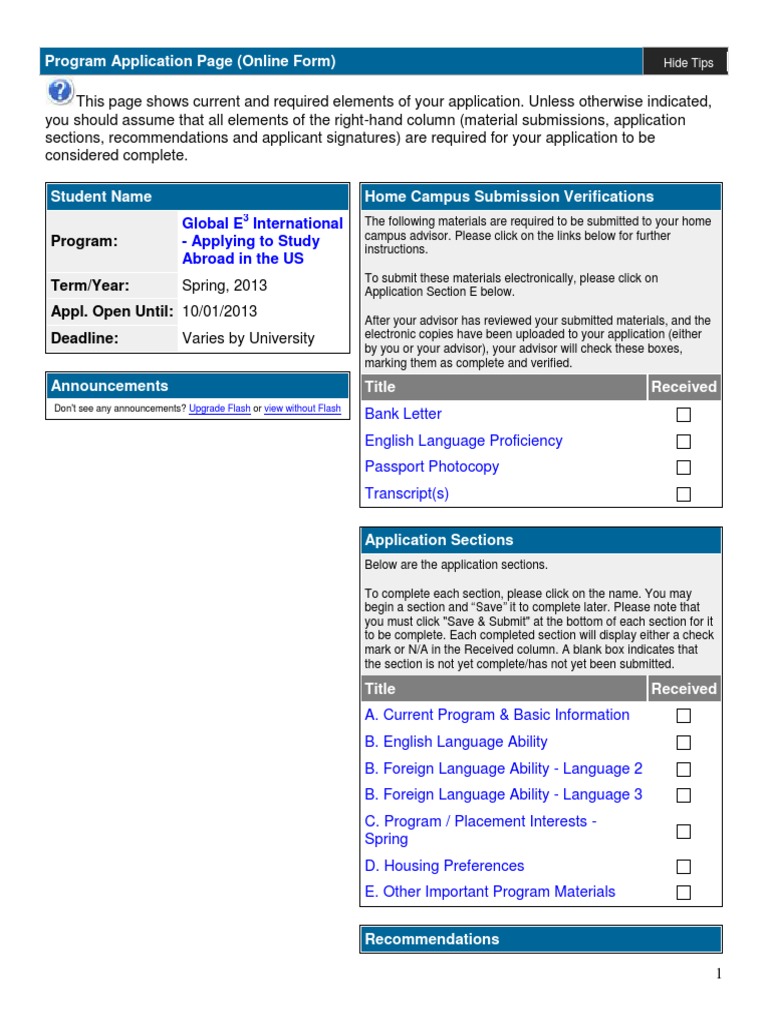 Global E3 Sample Application | PDF | Graduate School | Communication