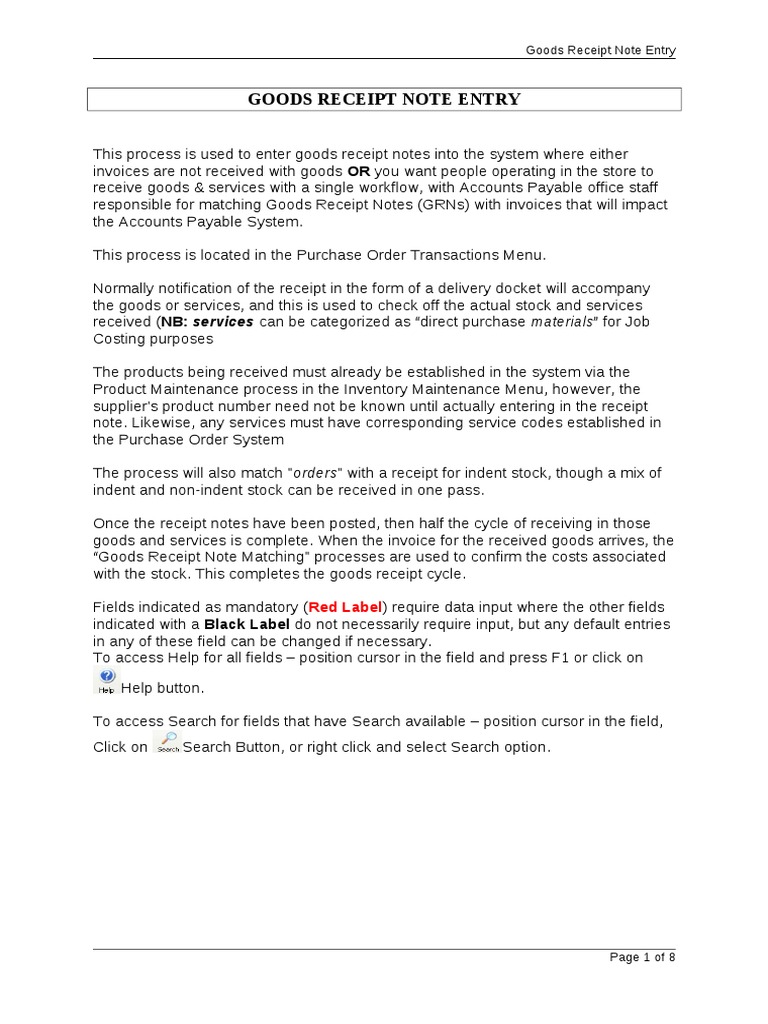 Goods Receipt Note Entry | Receipt | Inventory