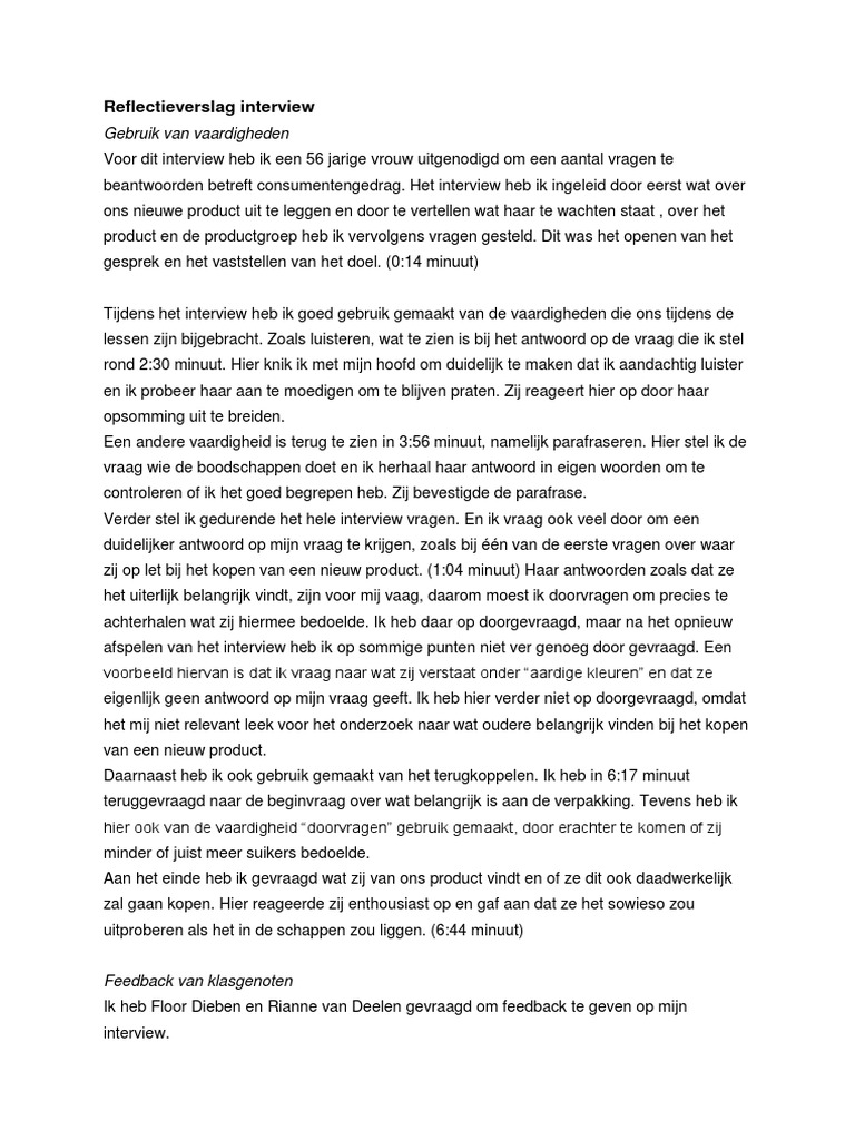 Reflectieverslag Interview | PDF