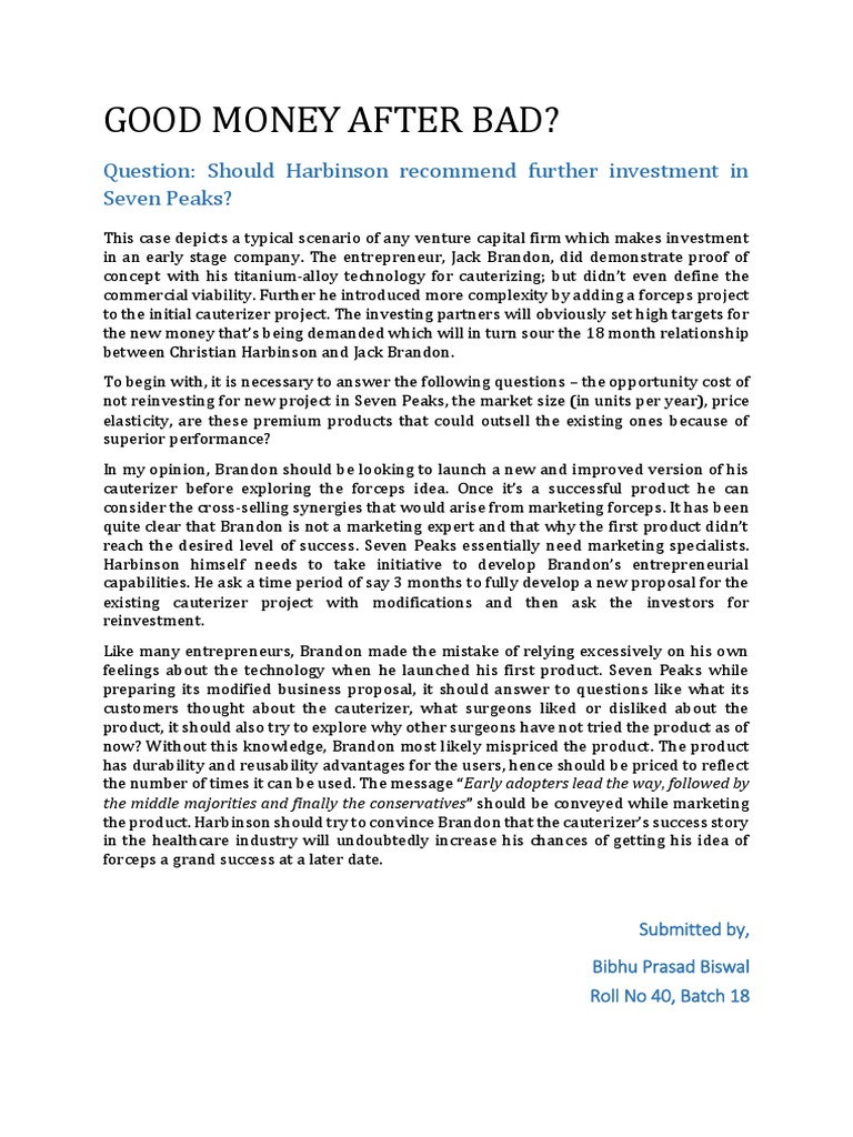 Good Money After Bad | PDF | Venture Capital | Corporate Finance