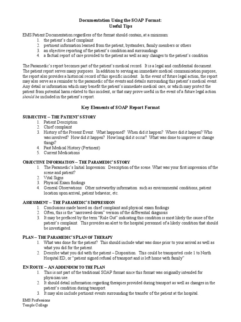 Using Soap Pdf Emergency Medical Services Medical Record
