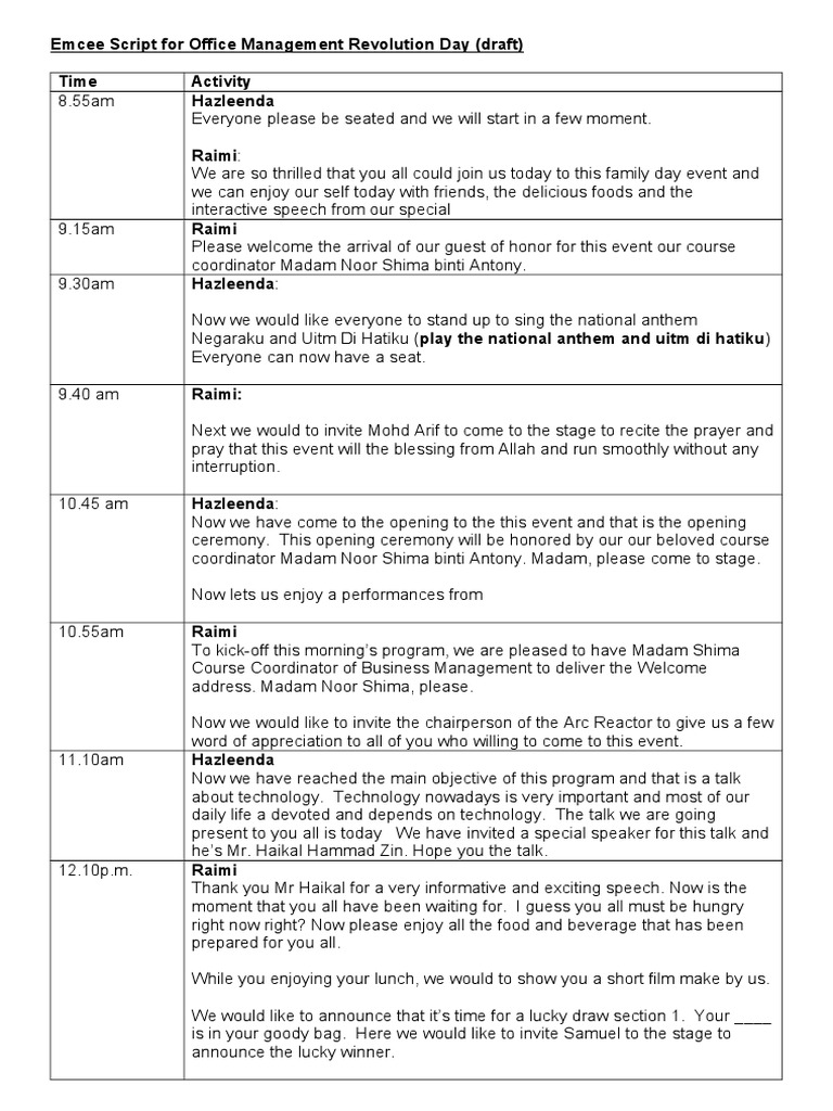 Emcee Script For 1