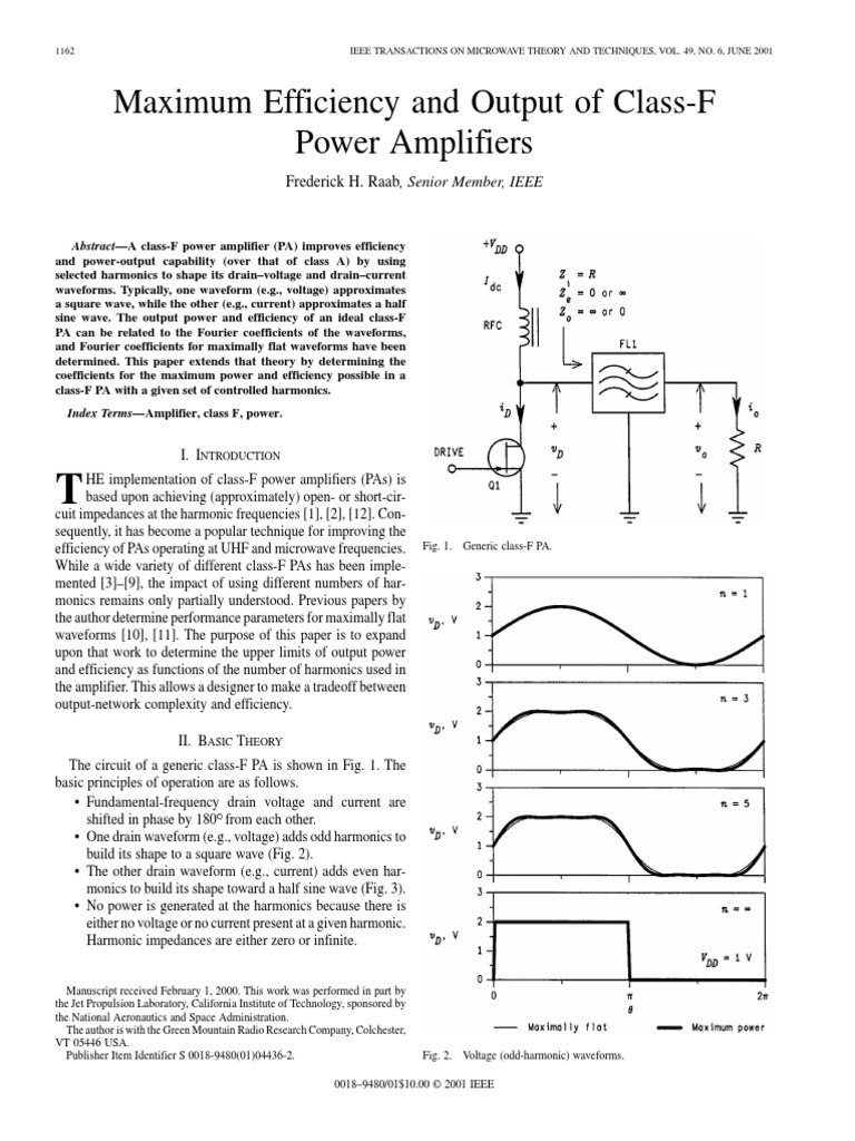Maximum Efficiency and Output of Class-F Power Amplifiers | Amplifier ...