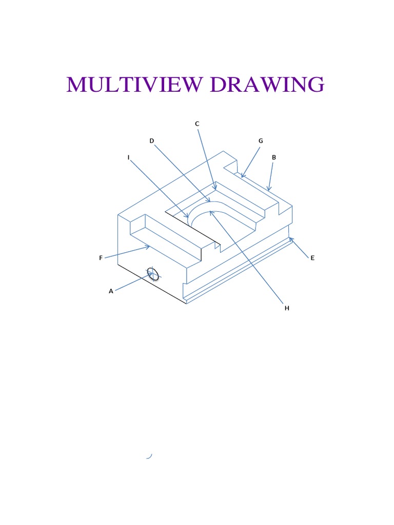 Multiview Drawing: C D G I B | PDF | Drilling | Metalworking