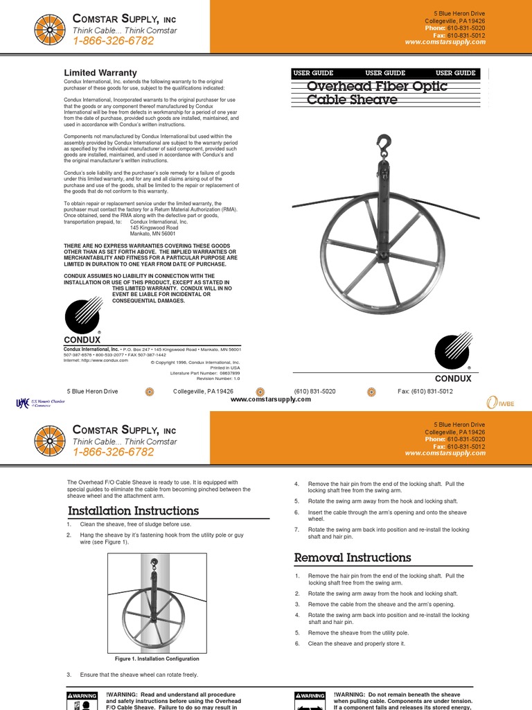 Overhead Fiber Optic Cable Sheave | PDF | Equipment | Manufactured Goods
