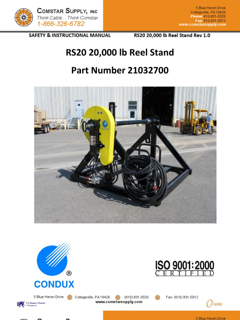RS20 20,000lb Reel Stand | PDF | Elevator | Machines