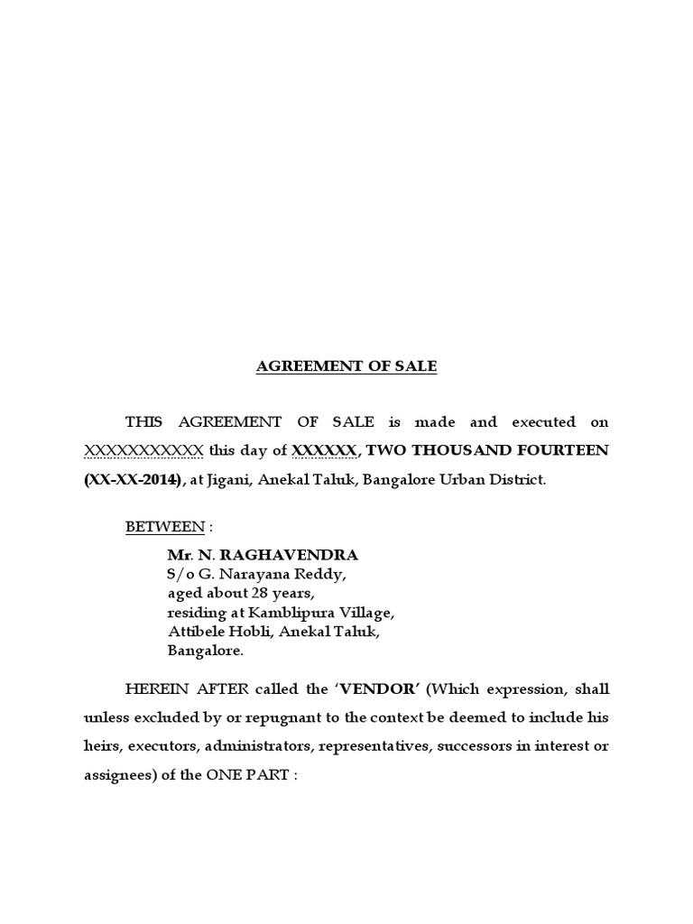 Sale Agreement of Plot No. XX | PDF | Property | Common Law