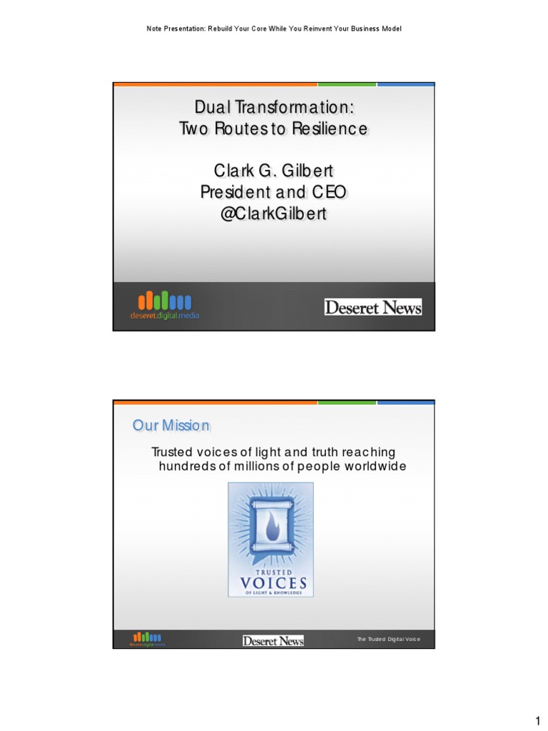 Dual Transformation: Two Routes To Resilience I Clark G. Gilbert ...