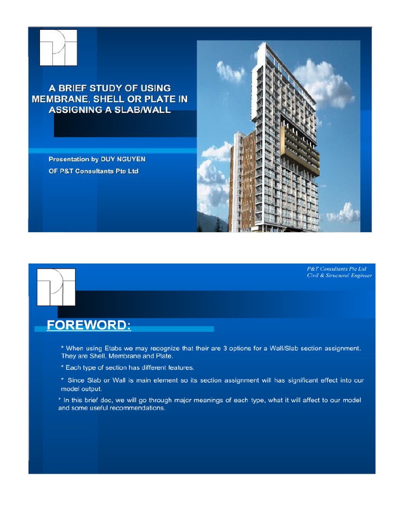 A Brief Study On Using Membrane Shell Plate in ETABS | PDF
