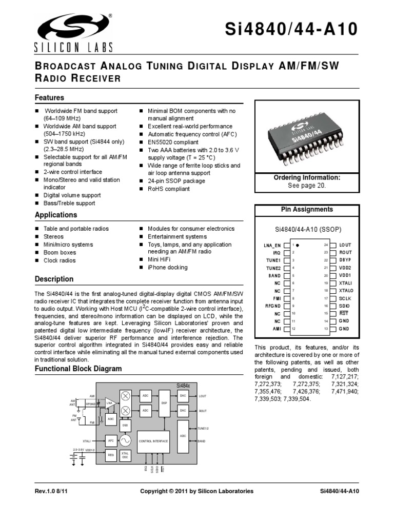 Si4840 44 A10 | PDF | Frequency Modulation | Radio
