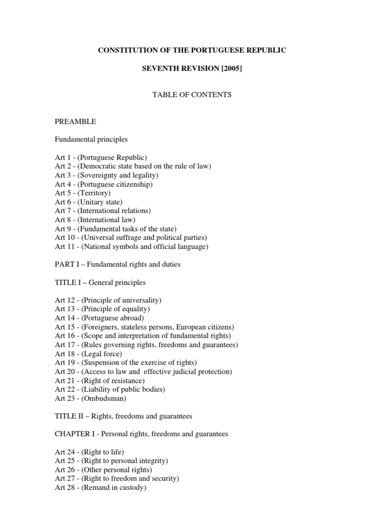 Portuguese Constitution VII Revisao Definitive | PDF | Remand ...