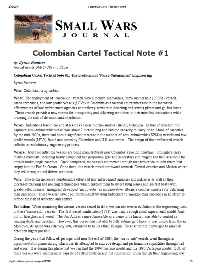 Colombian Cartel Tactical Note #1 | PDF | Armed Conflict | Crime Thriller