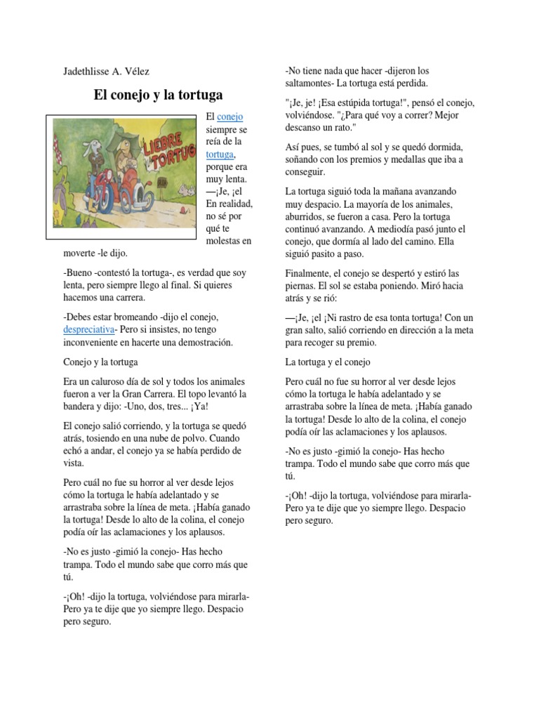 El Conejo y La Tortuga | PDF | Ocio